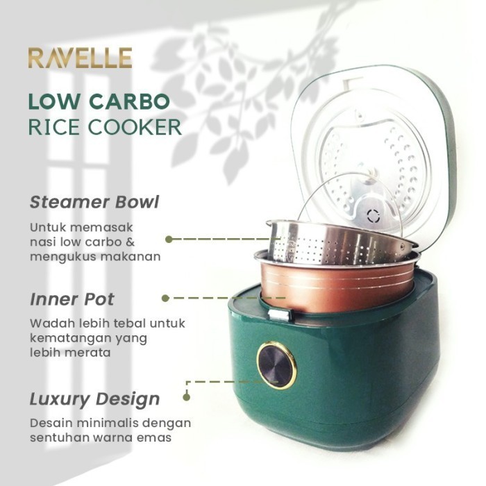 Jual RAVELLE RCR-3LS RICE COOKER LOW CARBO 3 LITER GARANSI | Shopee ...
