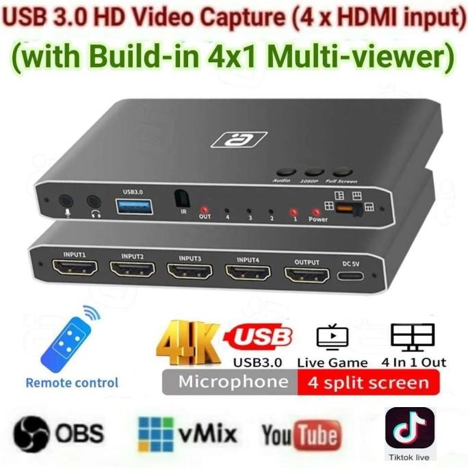 Jual CO USB 3.0 HD Video Capture (4 x HDMI input) - with built-in Multiviewer | Shopee Indonesia