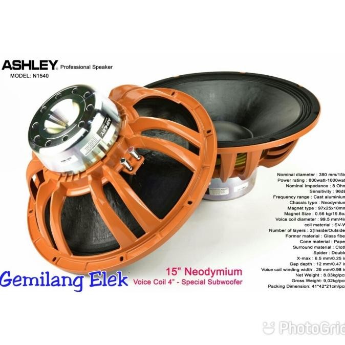 Jual Speaker Ashley 15 Inch N 1540 Neodymium Subwoofer Original New Stok | Shopee Indonesia