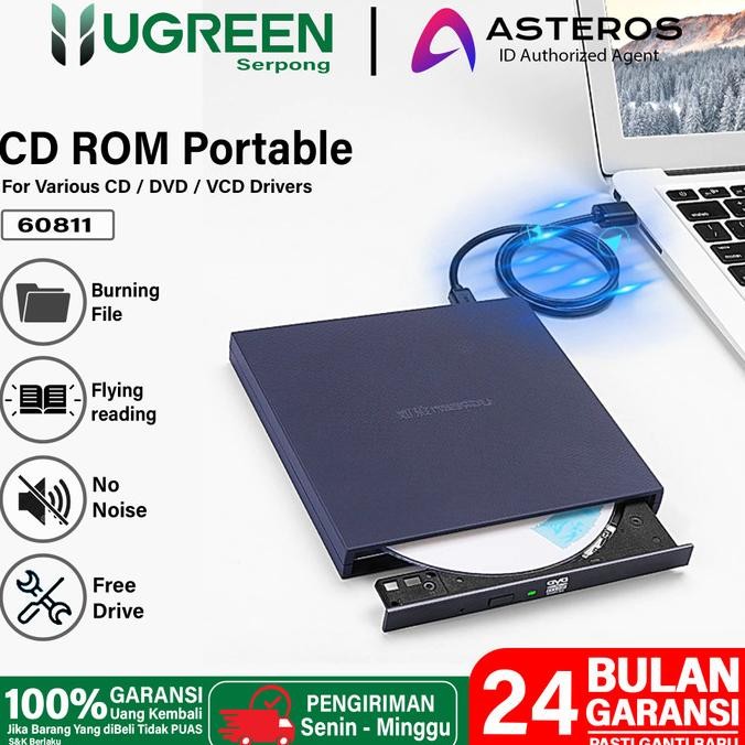 Jual Ugreen Cd Rom External Dvd Drive Slim Optical Writer Untuk Laptop Pc | Shopee Indonesia