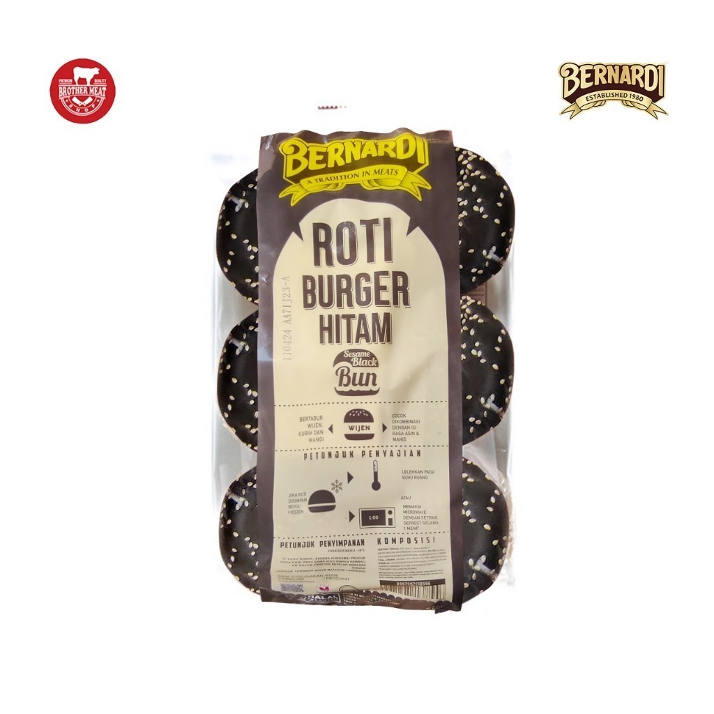 Jual BERNARDI Roti Burger Hitam Wijen isi 6 - Brothermeatshop | Shopee ...