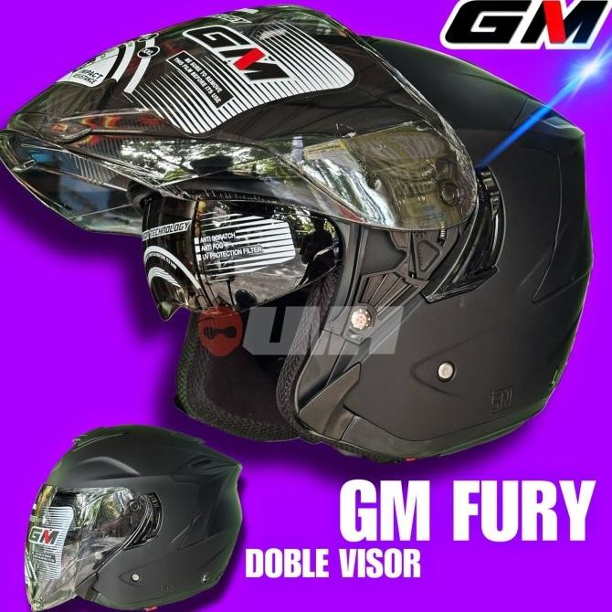 Jual Helm Half Face Gm Fury Double Visor Warna Solid Original Dan ...