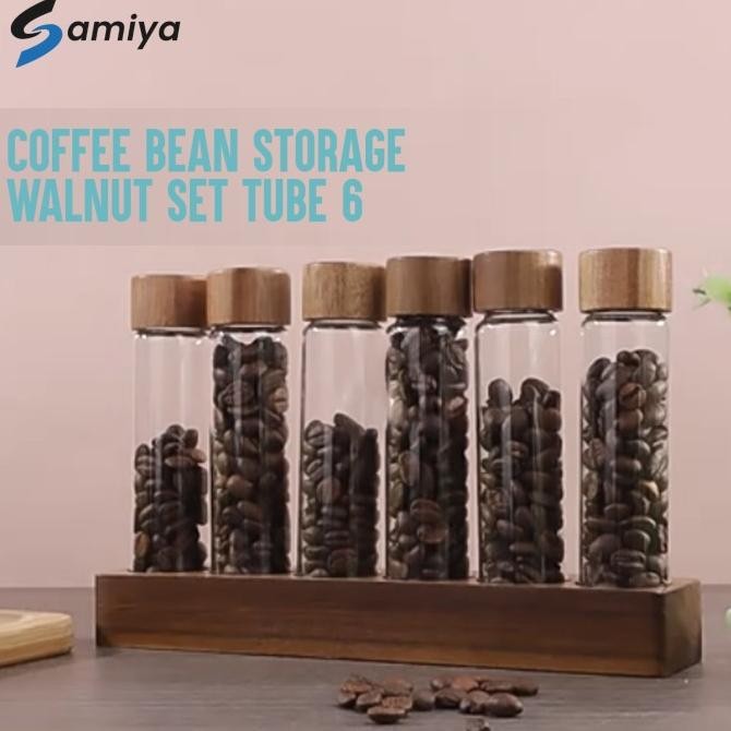 Jual tube display walnut / set tube coffee bean storage / rak tabung ...