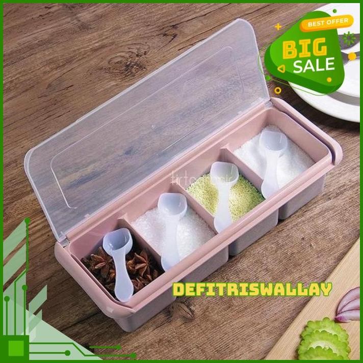 Jual RAK CASE KOTAK TEMPAT PENYIMPANAN BUMBU DAPUR 4 SEKAT 4IN1 STORAGE ...