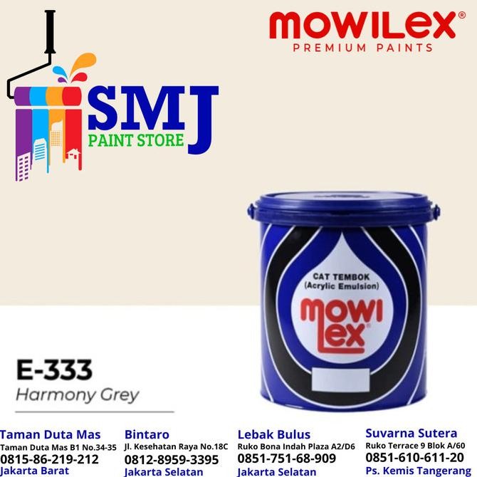 Jual Cat Tembok Interior MOWILEX EMULSION Warna Harmony Grey E333 2,5L ...
