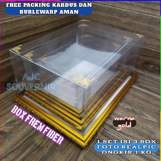 Jual box seserahan hantaran pernikahan kotak frem fiber kayu tutup mika ...