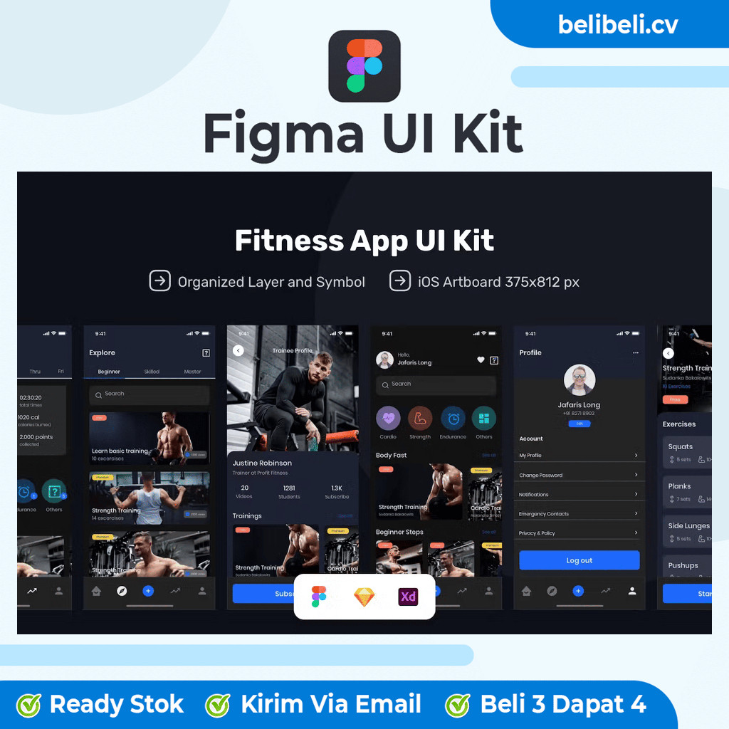 Jual Fitness App UI Kit - Premium Figma UI Kit | Shopee Indonesia