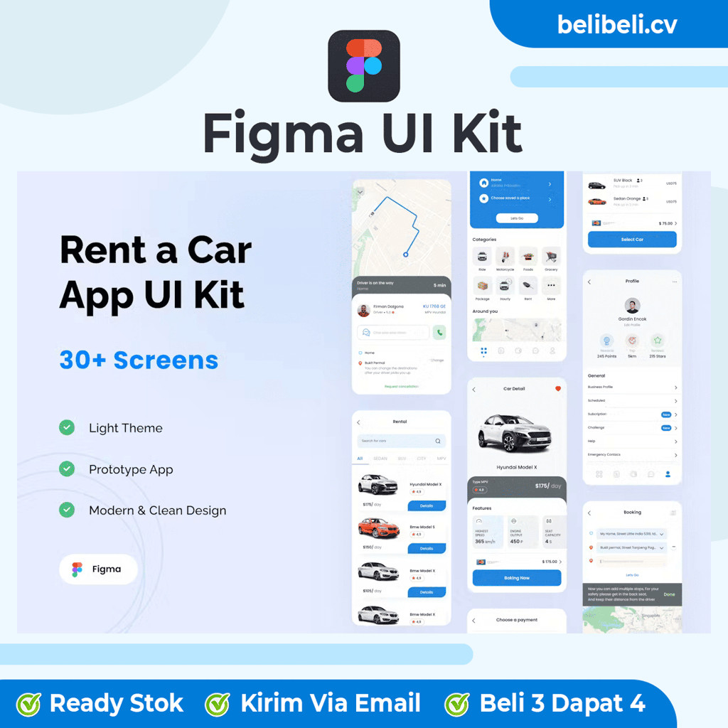Jual Rent Car App UI - Premium Figma UI Kit | Shopee Indonesia
