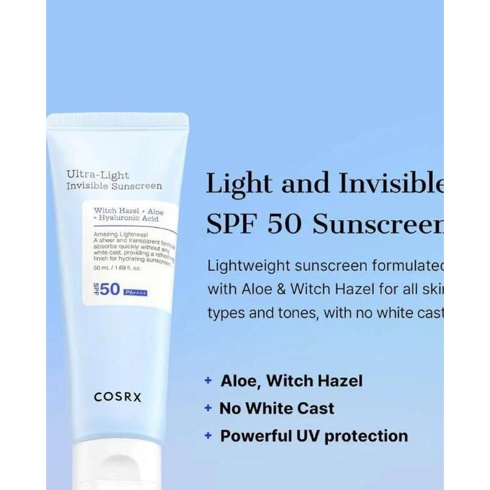 Jual ala COSRX Ultra Light Invisible Sunscreen SPF 50+ PA++++ 50ml | Shopee Indonesia