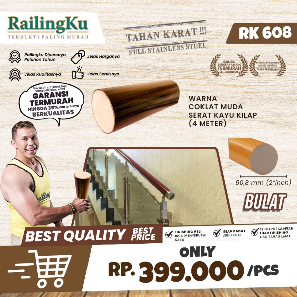 Jual NEW RAILING : Railingku Handrailing PVC Profil Bulat RK 608 ...