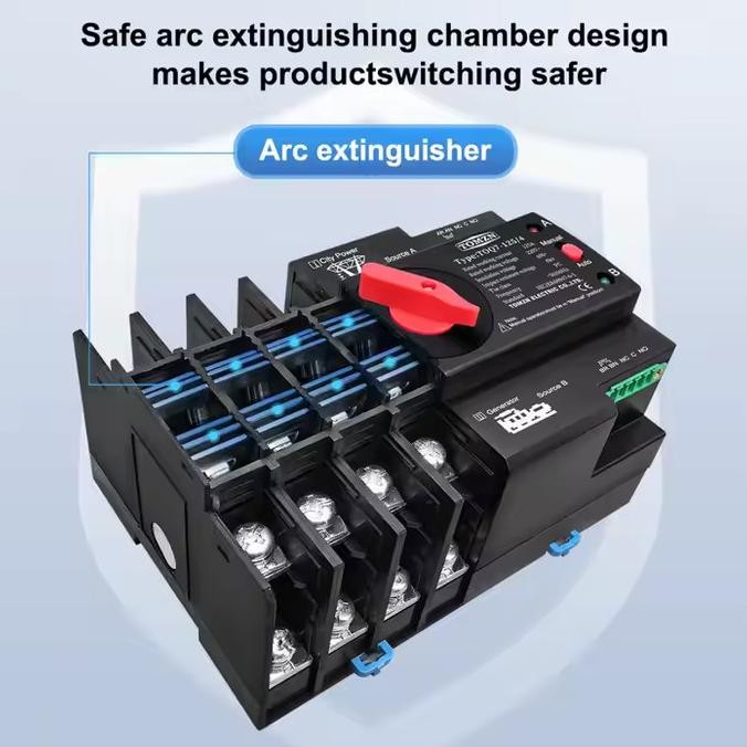 Jual Bisa Grab! Ats Cos 3 Phase Tomzn Toq7-125/4P 125A Automatic Transfer Switch 4 Poles 125 ...