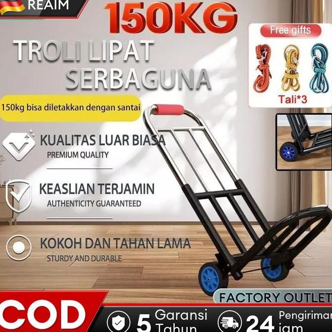 Jual Reaim 150 Kg Troli Barang Lipat Hand Truck Folding Cart Silent ...