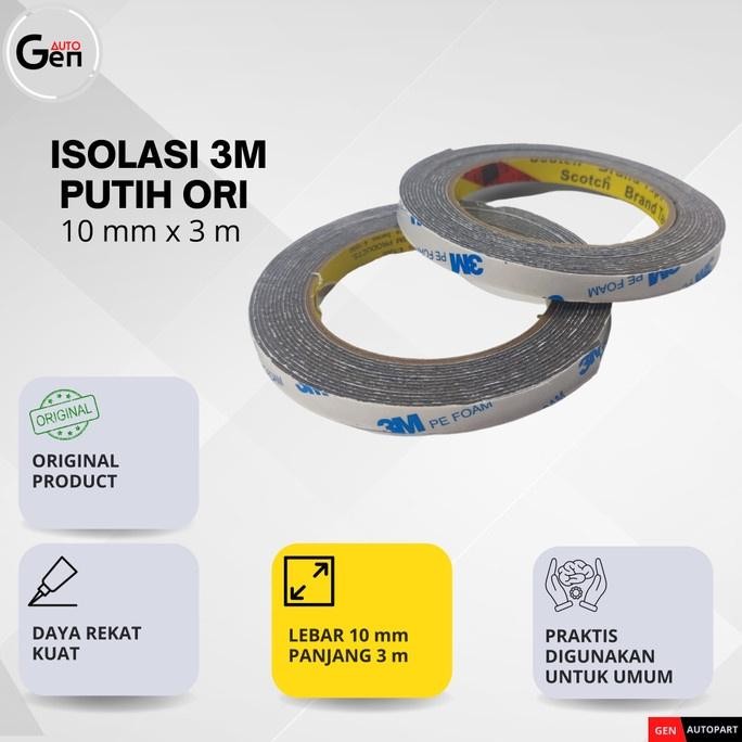 Jual eq-77 gjk-25 Double Tape Putih 3M 20mm x 4m - 10mm x 3m Lem 3M Isolasi Rekat Kuat Premium ...