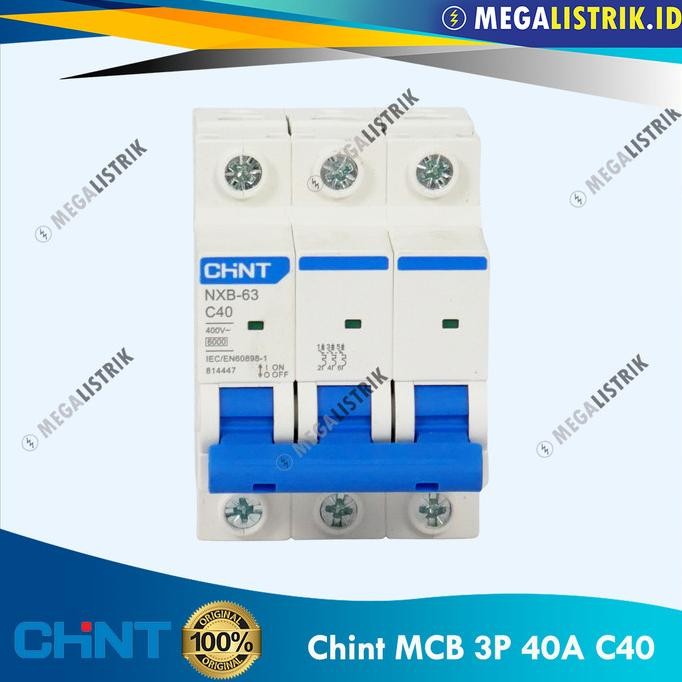 Jual CHINT MCB 3P 40A 6KA NXB-63 / MINIATURE CIRCUIT BREAKER 3 PHASE 40 AMPERE C40 SNI ORIGINAL ...