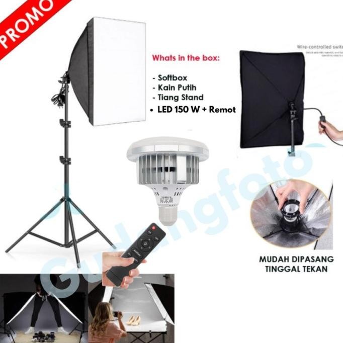 Jual HARGA DISC - Paket Studio Foto Light Stand 2M + Softbox 1 Socket ...