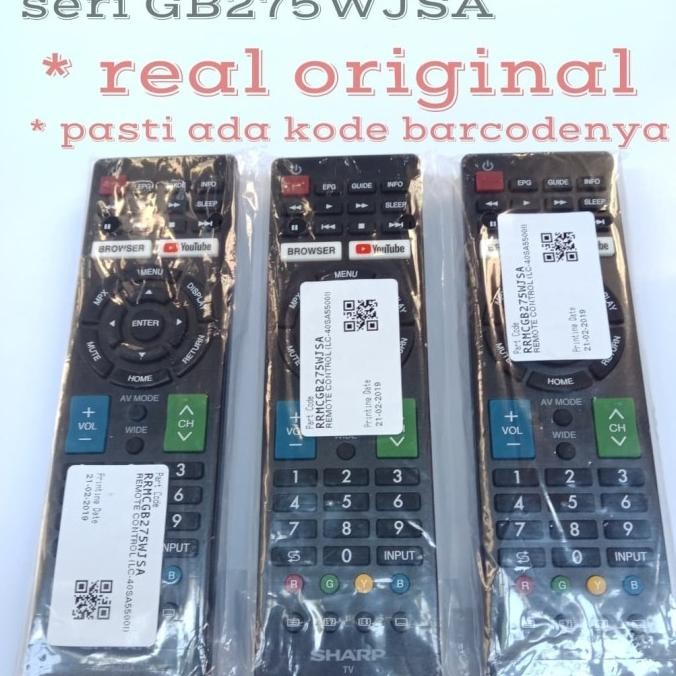 Jual REMOTE TV SHARP ORIGINAL SERI GB275WJSA ADA KODE BARCODENYA ...