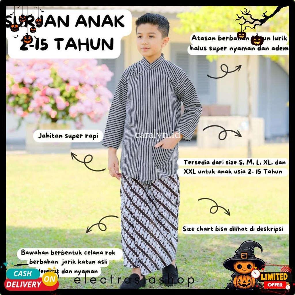 Jual Baju Lurik Anak Laki Laki Baju Surjan Adat Jawa Lurik Baju Adat Jawa Sekolah Diskon ...