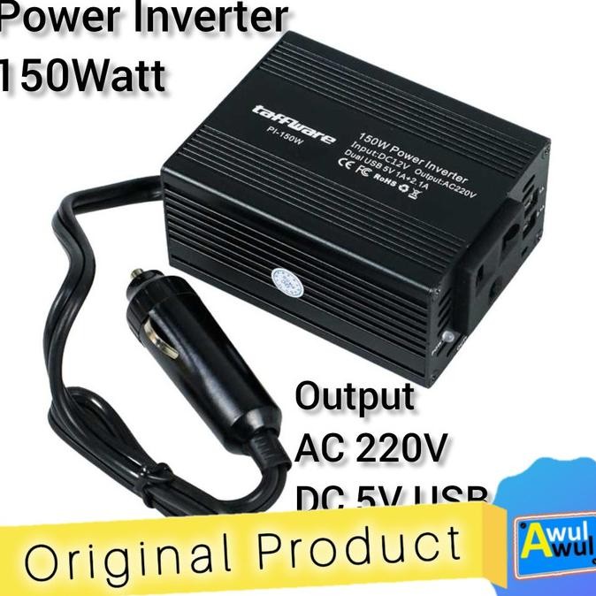 Jual Taffware Power Inverter Mobil DC-AC 2 USB + Colokan Listrik 150W ...