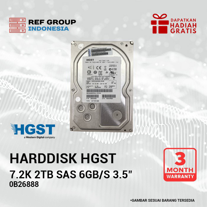 Jual HDD Harddisk HGST 7.2K 2TB SAS 6Gbps 3.5" Internal Server LFF ...