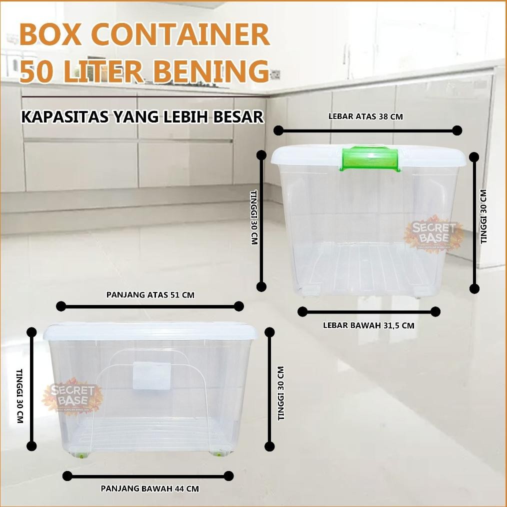 Jual Box Container 50 Liter + Roda - Transparan / Box Serbaguna Bening ...