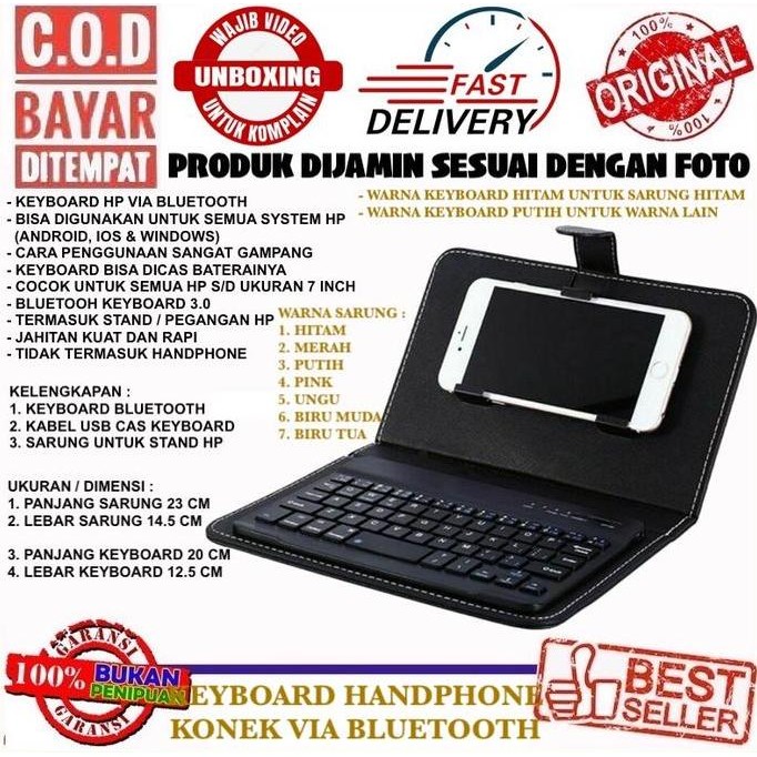 Jual Wireless Keyboard 3.0 Hp Bluetooth Android Ios Windows Stand Hp ...