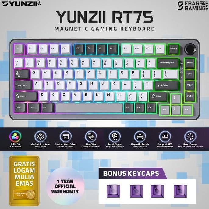 Jual Yunzii Rt75 / Rt-75 Wired Mechanical Gaming Keyboard Magnetic ...