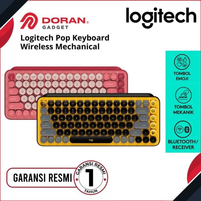 Jual Logitech Pop Keys Keyboard Wireless Mechanical Compact - Emoji ...