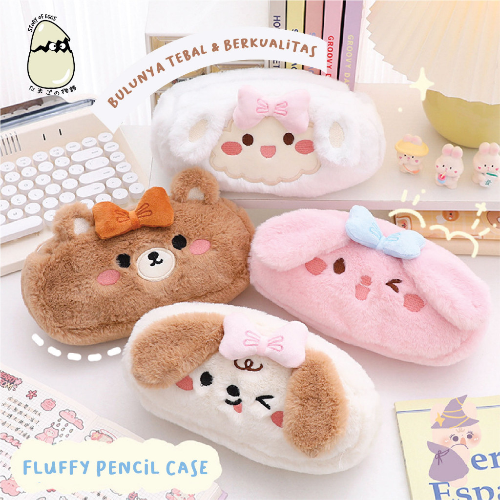Jual Fluffy Aesthetic and Cute Pencil Case Bulu Kotak pensil Travel ...