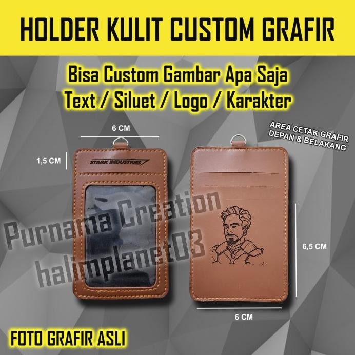 Jual new !!! ID Card Holder Grafir BUMN Holder Kulit Name Tag Custom ...