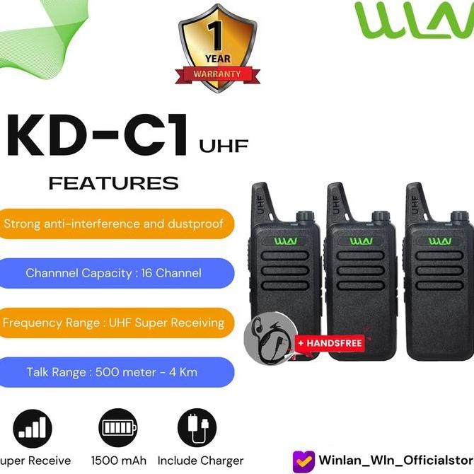 Jual Grosir Wln Winlan Ht Walkie Talkie Kd-C1 Uhf ( 3Pcs ) + Hnadsfree | Shopee Indonesia
