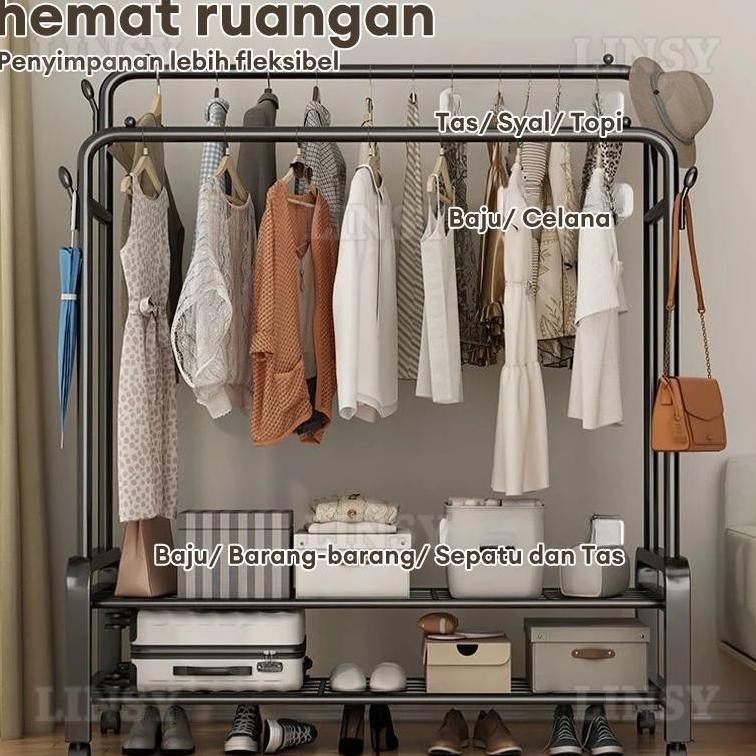 Jual Rak Gantungan Baju Berdiri Dengan Roda Rak Baju Estetik Minimalis ...