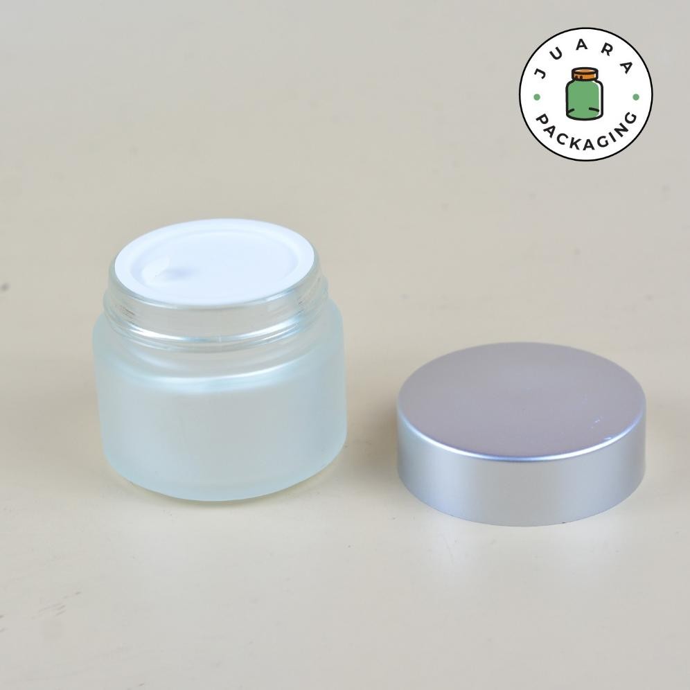 Jual Pot Krim Kaca 100Ml Botol Cream Kaca Buram Frosted Tutup Silver ...