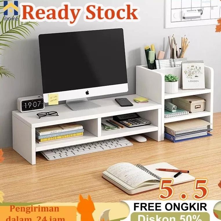 Jual Stand Monitor Rak Monitor Desktop Dudukan Komputer Kayu Rak Buku ...