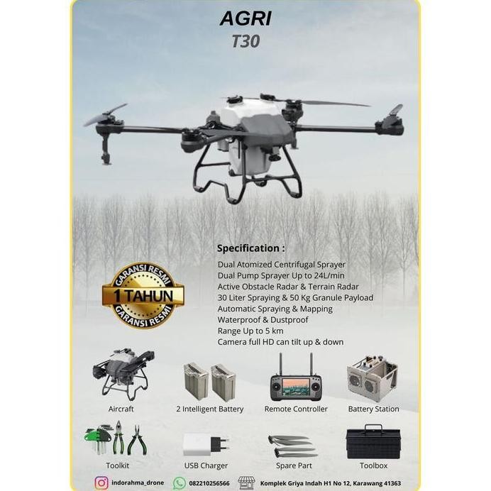 Jual Terlaris Drone Sprayer Pertanian T30 Dji Agras T30 Liter Agriculture Drone Pestisida ...