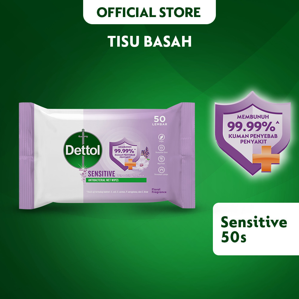 Jual Dettol Tisu Basah Sensitive Anti Bakteri 50s - Wet Wipes Tissue ...