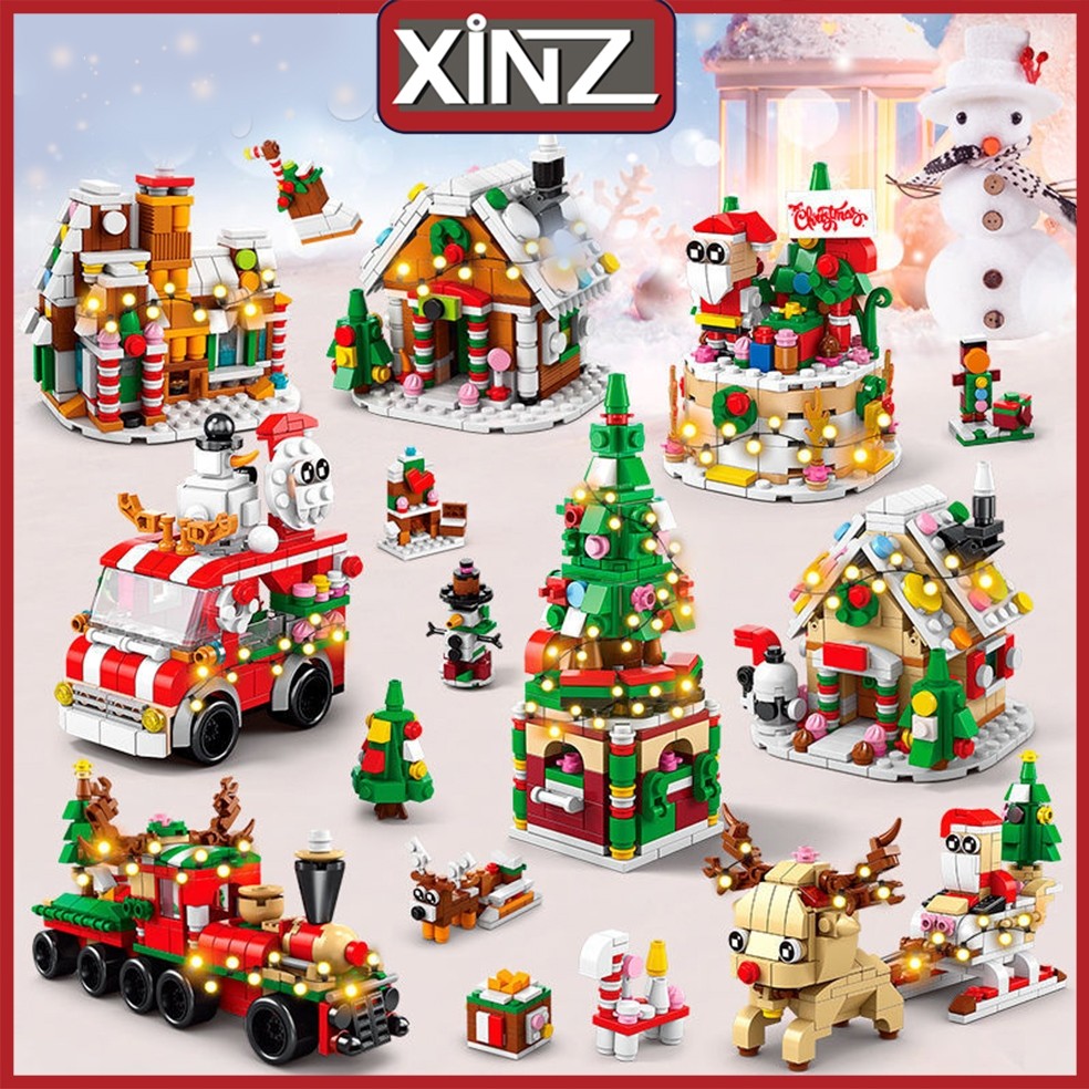 Jual XiNZ Manusia salju Natal Block Bangunan Natal Gift 6 In 1 DIY Mini ...