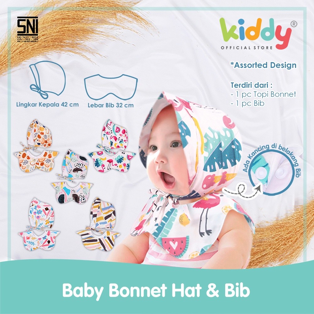 Jual Kiddy Baby Bib Set / Celemek Bayi / Slabber Bonnet and Hat / Topi ...