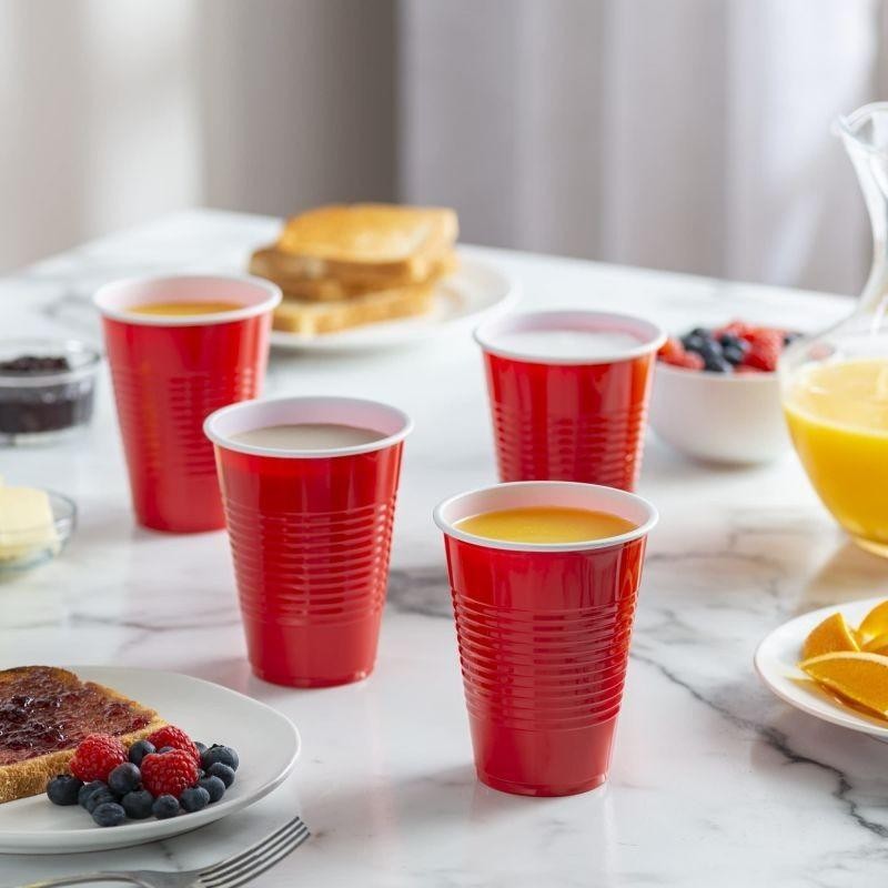 Jual 20Pcs 450Ml Cup Gelas Plastik Merah Red Party Cup Set Table Tennis ...