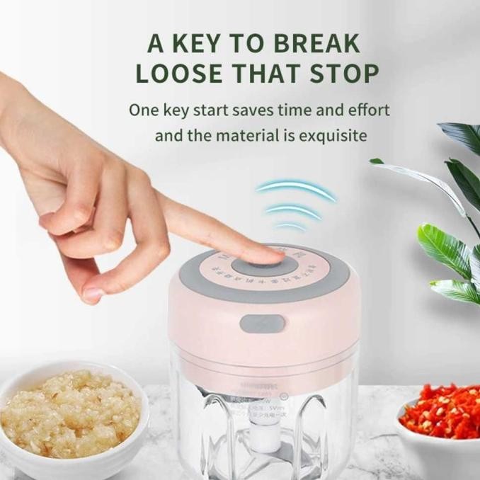 Jual BLENDER MINI ELEKTRIK HAND CHOPPER GARLIC PEMOTONG BAWANG BUMBU ...