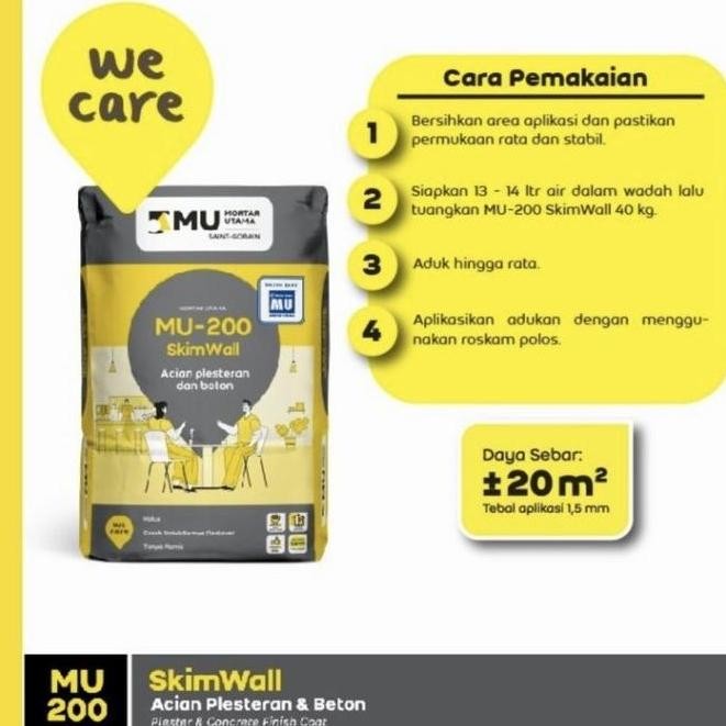 Jual MORTAR UTAMA MU 200 ACIAN PLESTER & BETON SKIMWALL MU200 - 40KG ...