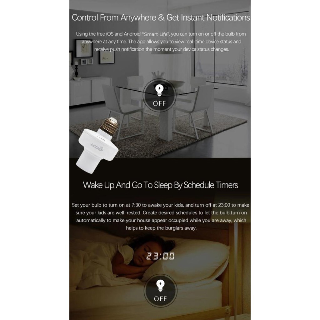 Jual Vici Smart Lamp Socket E27 Wifi Light Bulb Fitting Lampu Pintar ...