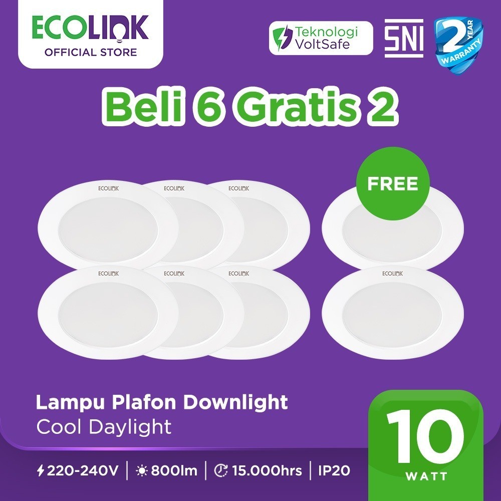 Jual Ecolink Lampu Plafon Bulat 2 Multipack Downlight LED Cool Day ...
