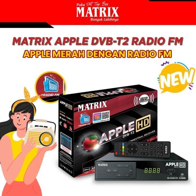 Jual STB MATRIX APPLE DVBT2 MERAH (RADIO FM) | Shopee Indonesia
