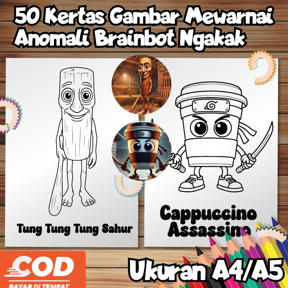 Jual 50 Kertas Gambar Mewarnai Anomali Brainrot Atau Anomali Meme ...