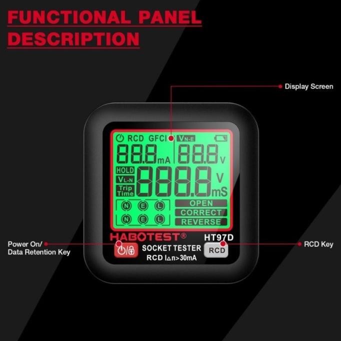 Jual Carlosmomok12 Habotest Socket Tester Digital 30V-260V Automatic ...