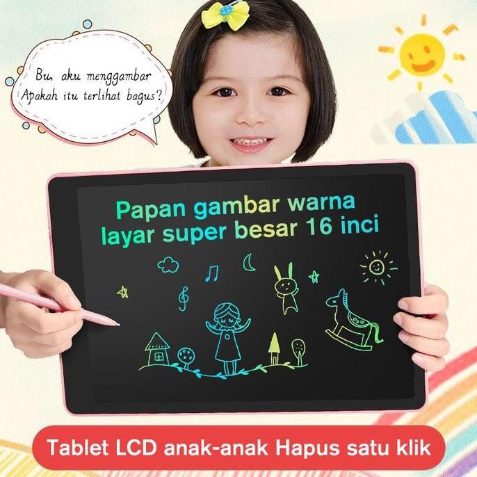 Jual OLYPS Anak LCD Writting 16 inch Drawing Tablet Layar Papan Belajar ...