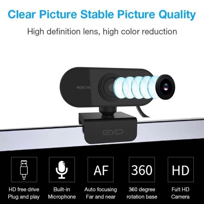 Jual It34 er-23 EYD Webcam Laptop USB Camera PC Full HD 1080P with 360 ...