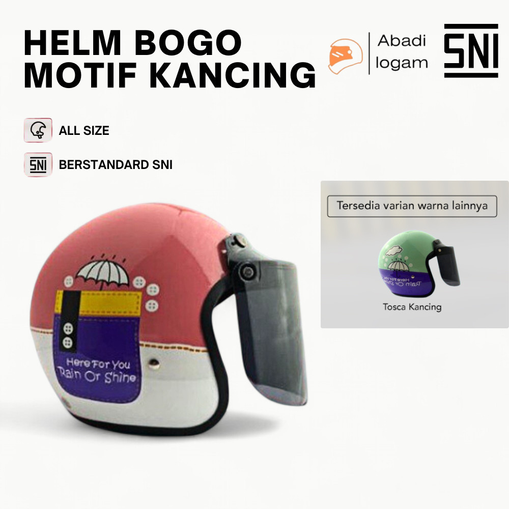 Jual Helm Bogo Dewasa Classic Retro SNI HDS Motif Kancing Lucu Unik ...