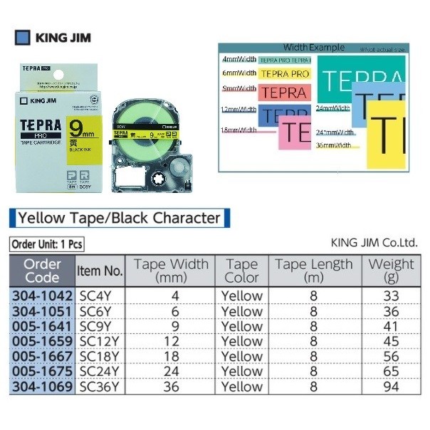 Jual By TRUSCO Tape Cartridge for Tepra Yellow Tape Black Letter 9mm ...