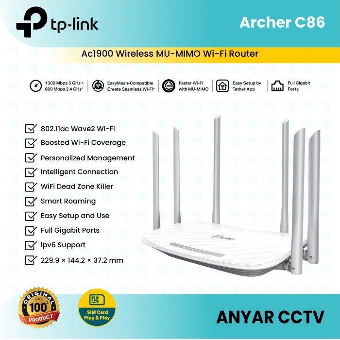 Jual TP-link Archer C86 AC1900 Wireless MU-MIMO Wi-Fi Router | Shopee ...